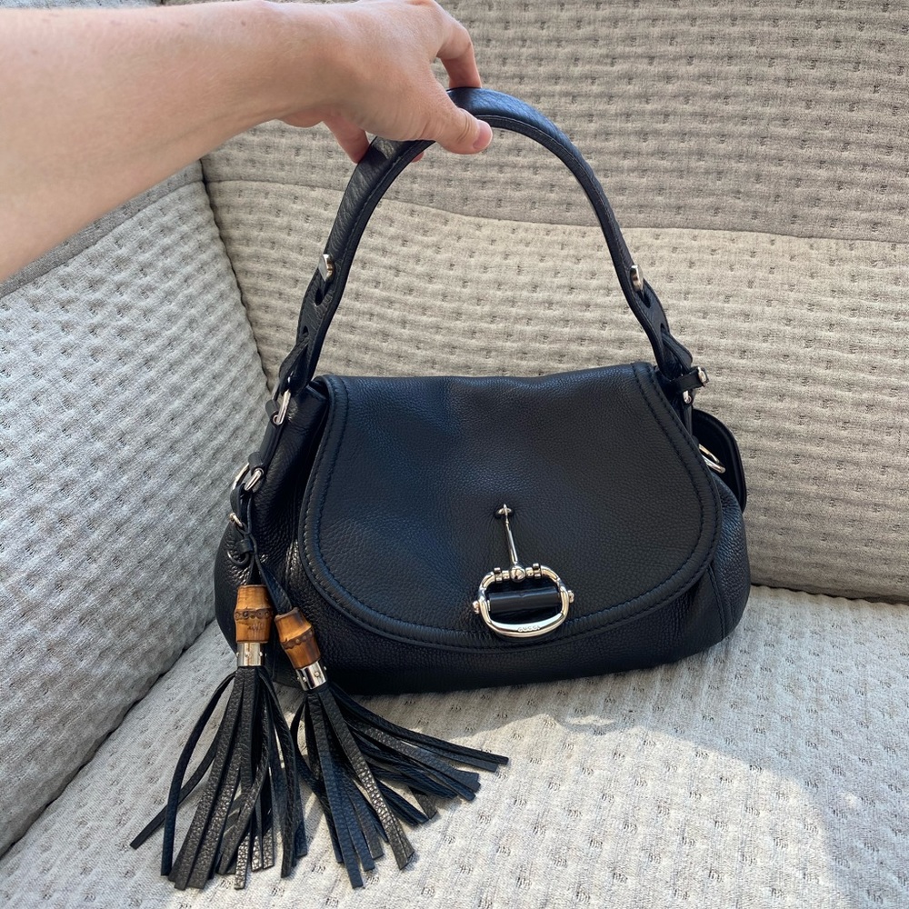 Gucci Authentic Black Shoulder Leather Purse - Gem